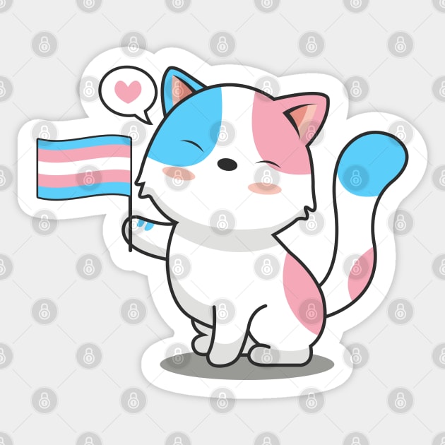 Cute Cat With Transgender Pride Flag - Transgender Pride - Sticker | TeePublic